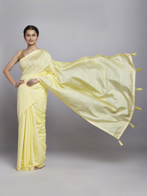 Yellow designer sarees for festive and wedding season